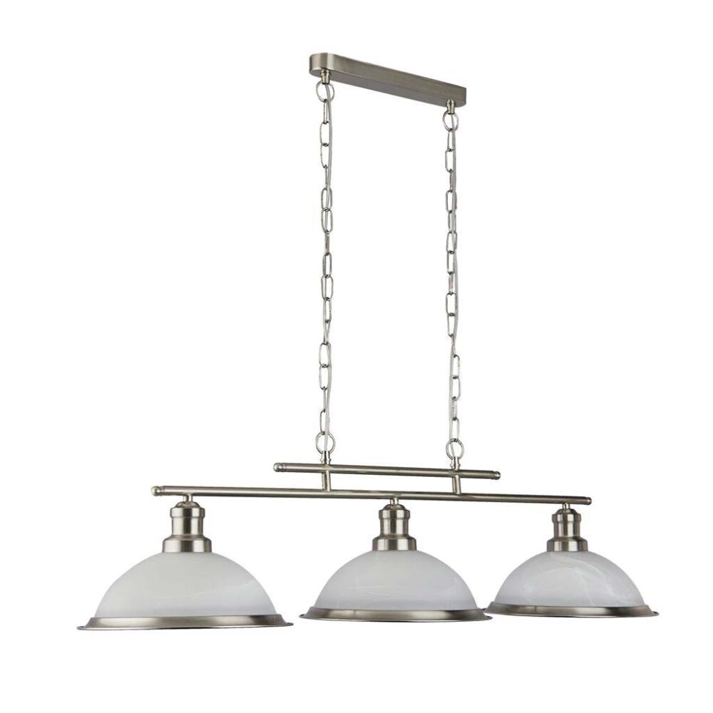 Bistro 3 Light Bar Pendant Satin Silver Acid Glass 2683-3SS