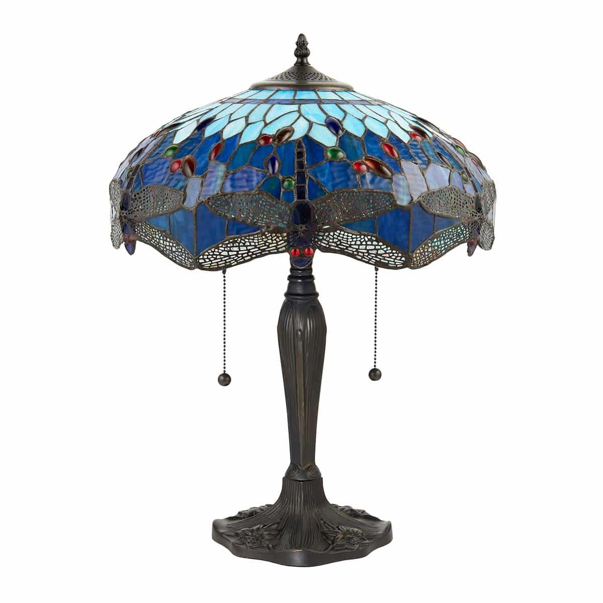 Blue Dragonfly Medium 2 Light 41cm Tiffany Table Lamp 64089