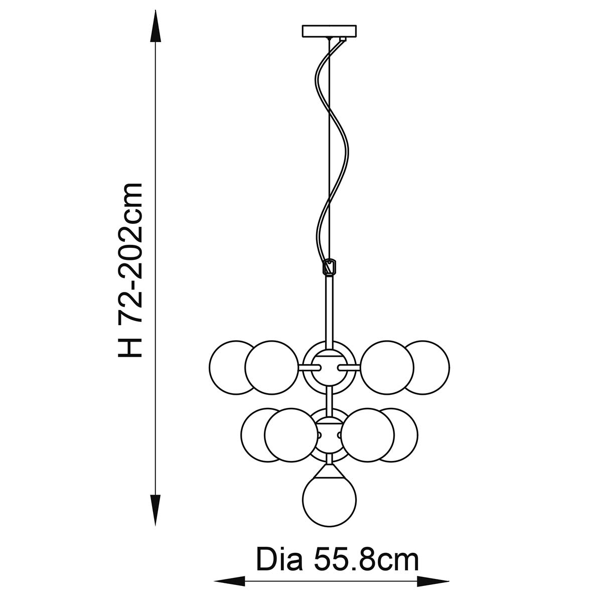 Endon Oscar 11 Light Pendant Brushed Brass Opal Glass 76500
