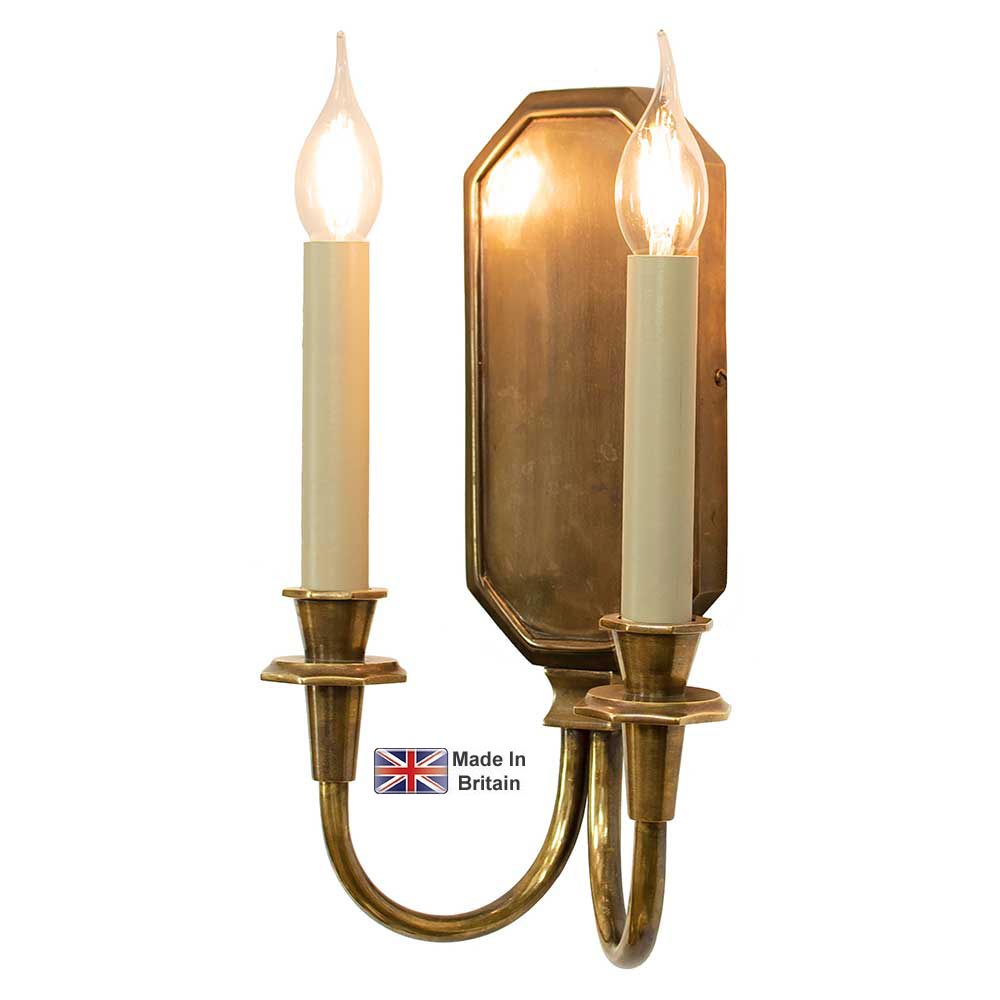 Valerie 2 Lamp Georgian Wall Light Solid Brass Handmade