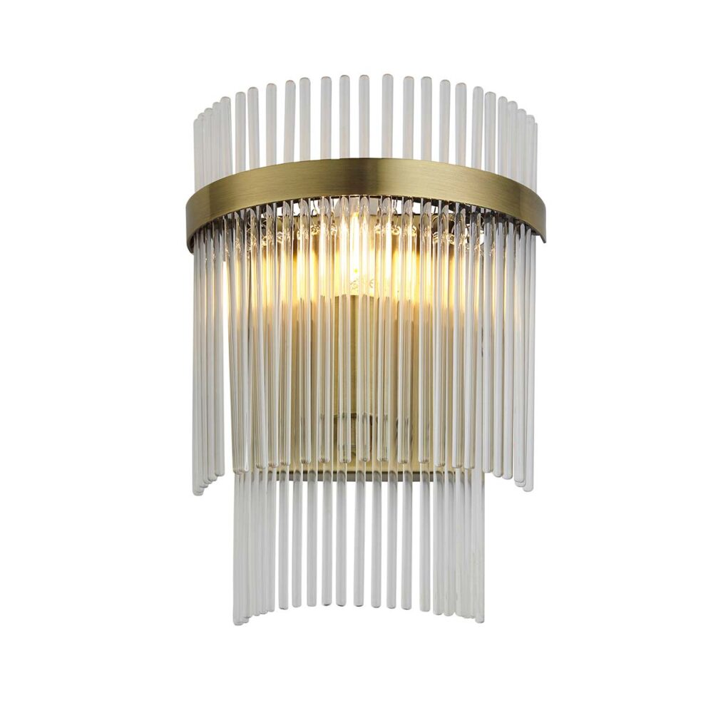 Endon Marietta Antique Brass Wall Light Glass Rods 99167