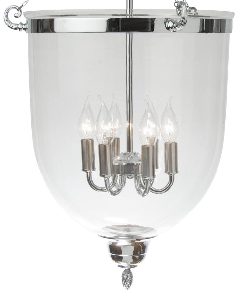 Very Large Chrome 5 Light Georgian Glass Hanging Lantern GEO498