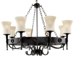 Gothic Cartwheel Wrought Iron 2 Lamp Wall Light 0812-2BK