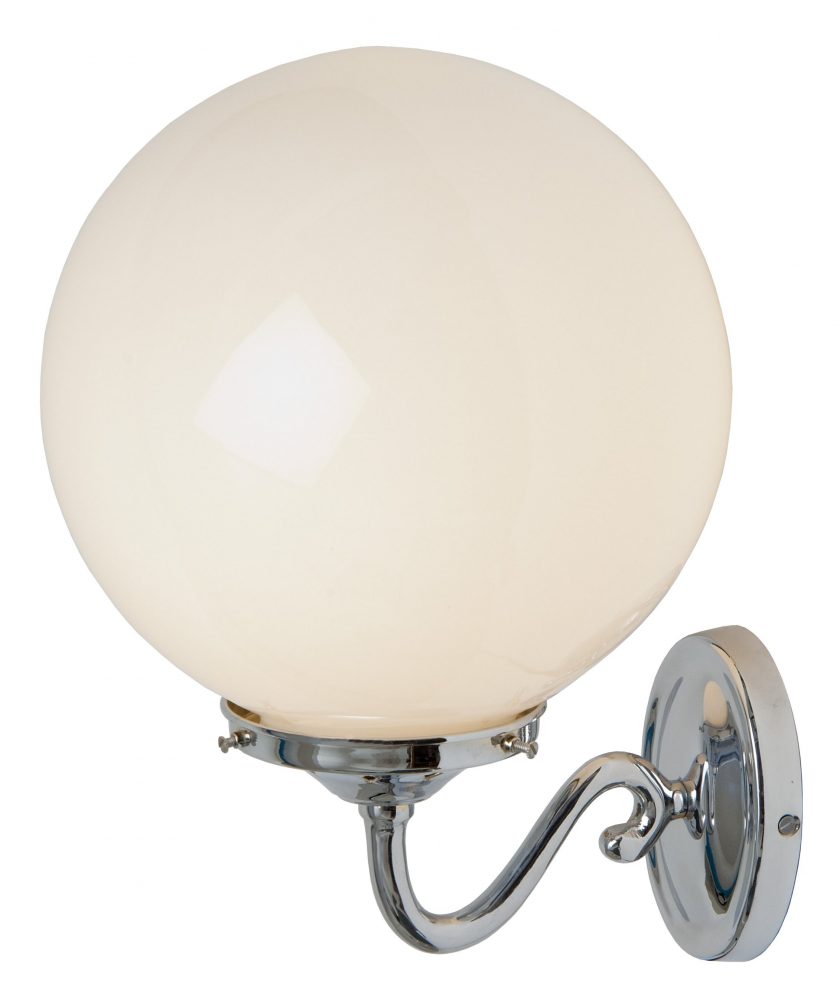 Traditional Polished Chrome Opal Glass Globe Wall Light UK Made WALL48