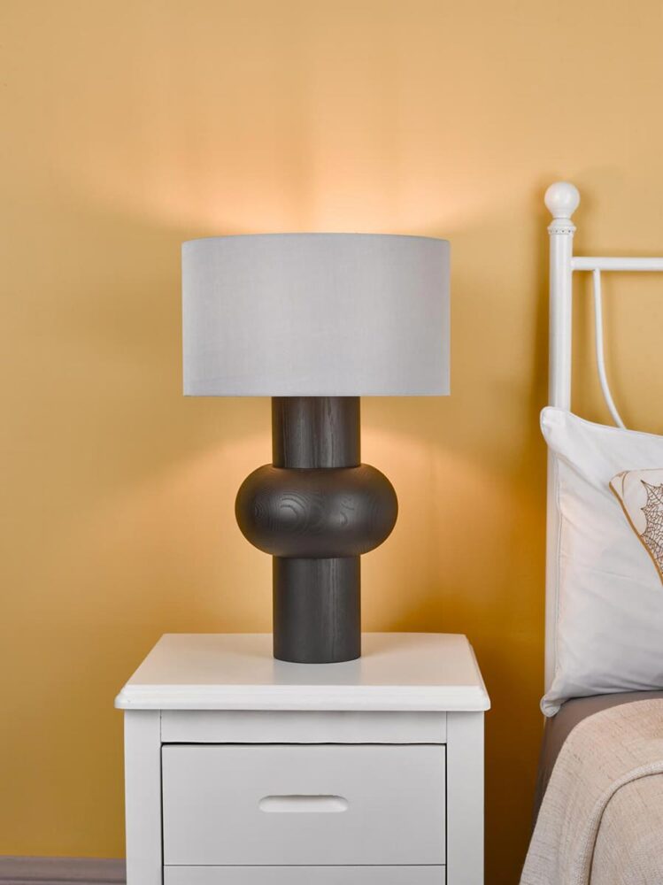 Dar Arran 1 Light Wooden Table Lamp Base Only Matt Black