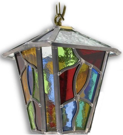 Chepstow Handmade Multi Coloured Leaded Glass Outdoor Wall Lantern