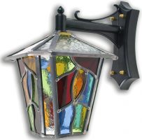 Chepstow Multi Coloured Leaded Glass Mini Outdoor Wall Lantern