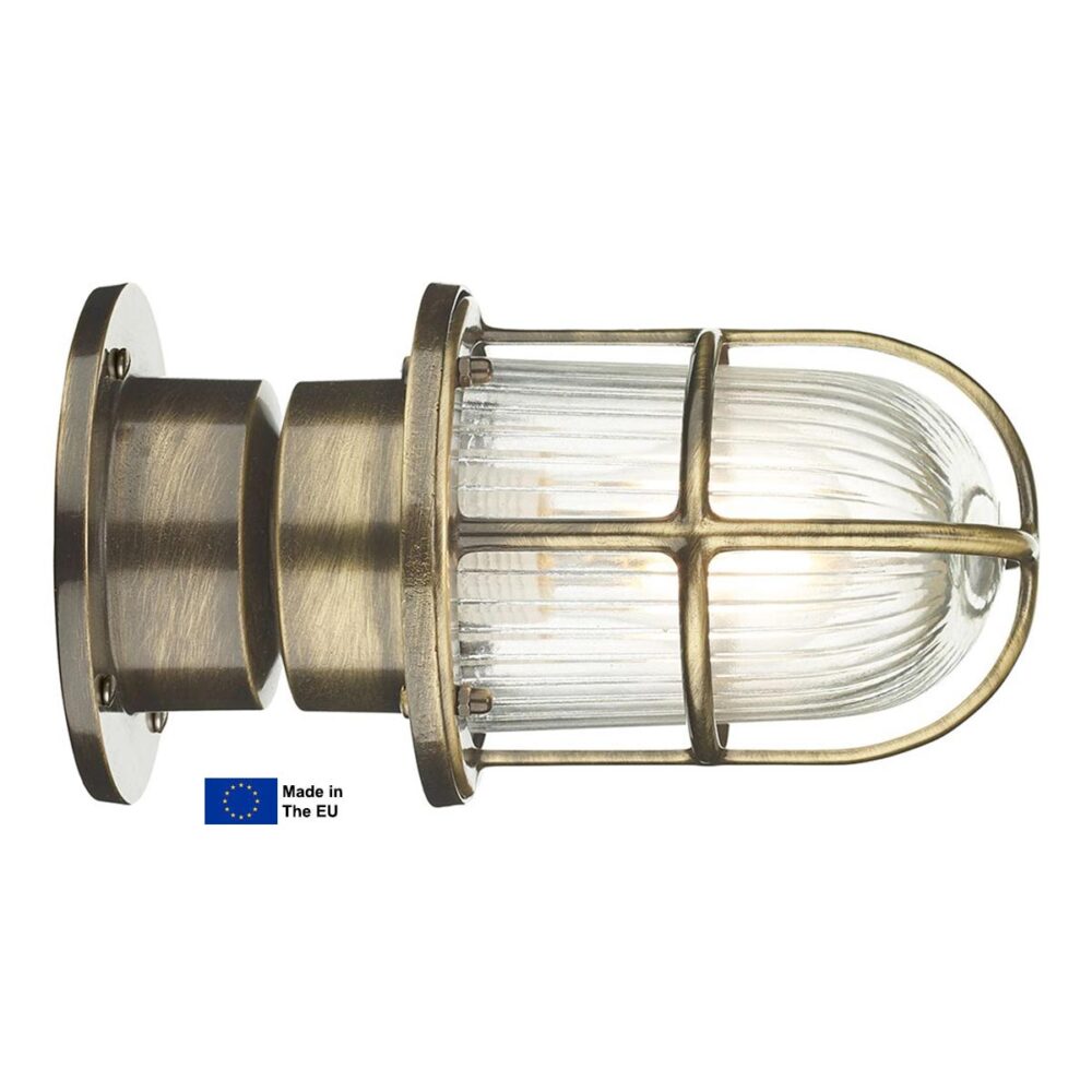 Coast Outdoor Bulkhead Light Solid Antique Brass IP44