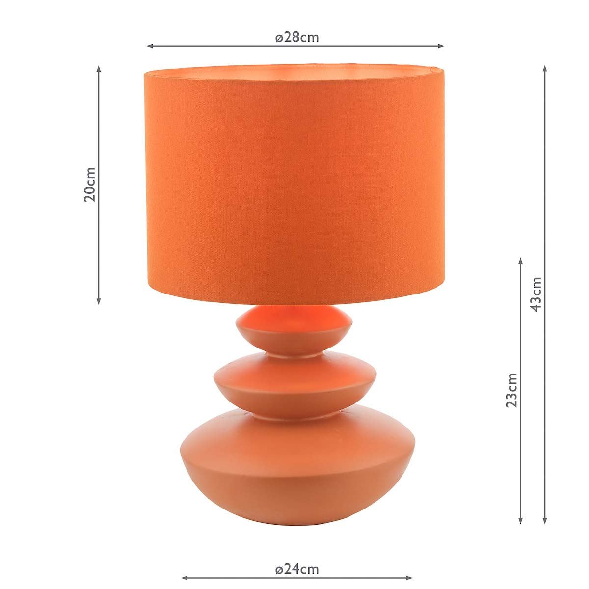 Dar Discus Ceramic Table Lamp Orange With Shade DIS4211