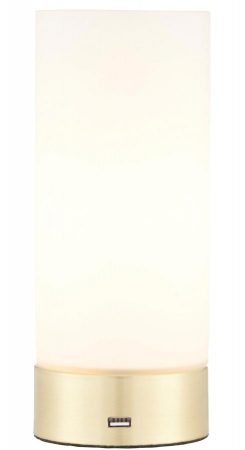Endon Dara Touch Dimmer Table Lamp USB Opal Glass Brushed Brass