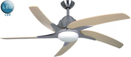Fantasia Viper Plus Remote 44" Ceiling Fan LED Stainless Steel / Maple ...