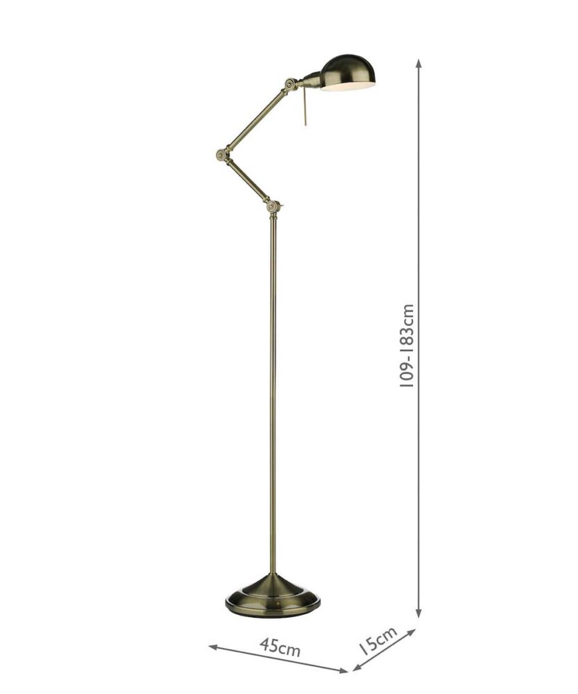 Ranger Adjustable Floor Reading Lamp Antique Brass RAN4975