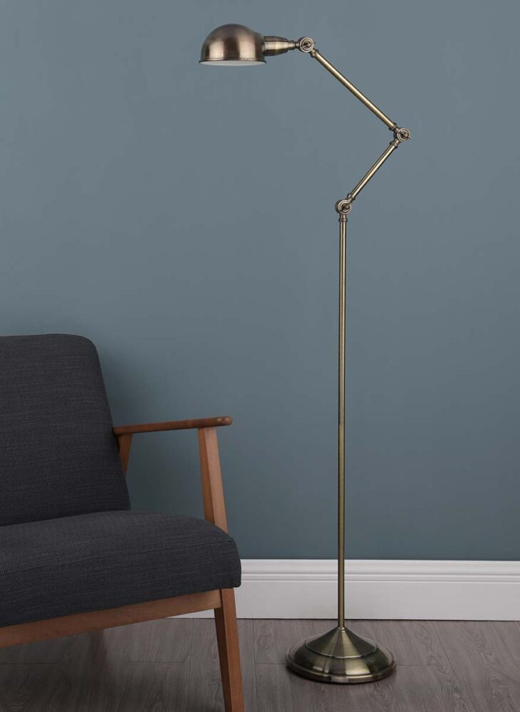 Ranger Adjustable Floor Reading Lamp Antique Brass RAN4975