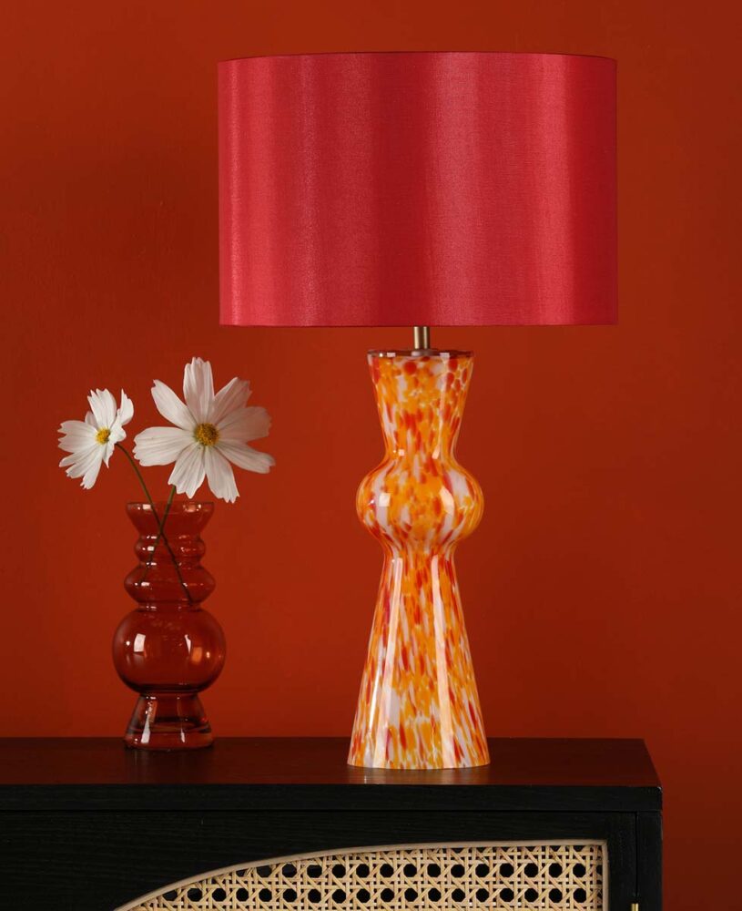 Dar Rheneas Red Confetti Glass Table Lamp Red Shade