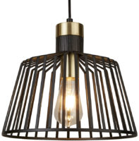 Bird Cage 1 Light Large Pendant Ceiling Light Black & Gold 9411BK