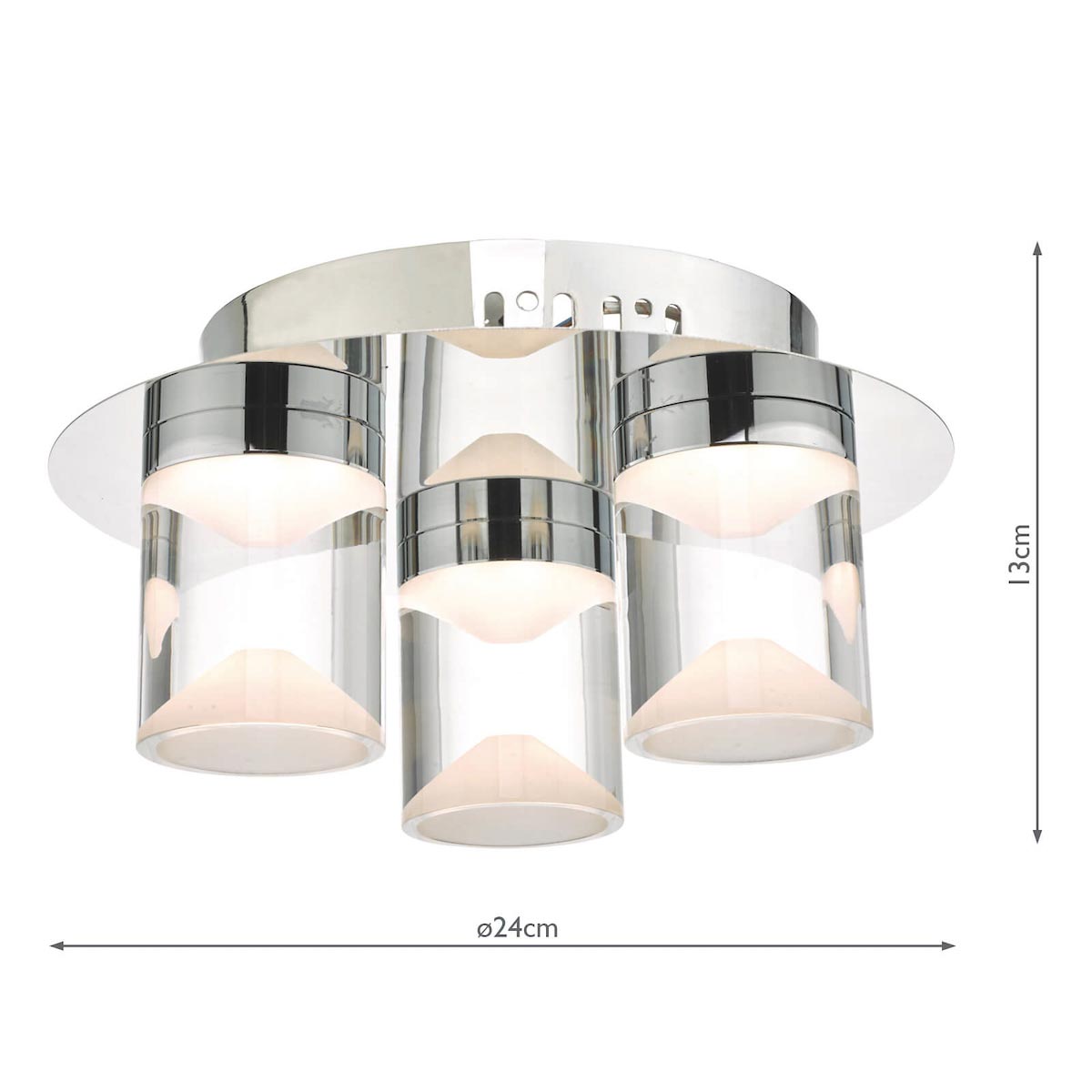 Susa 3 LED Flush Bathroom Ceiling Light Chrome Acrylic